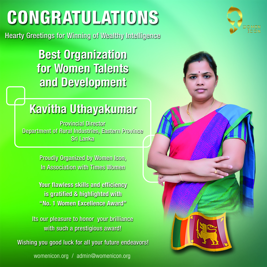 Kavitha Uthayakumar has bagged Best Organization for Women Talents and ...