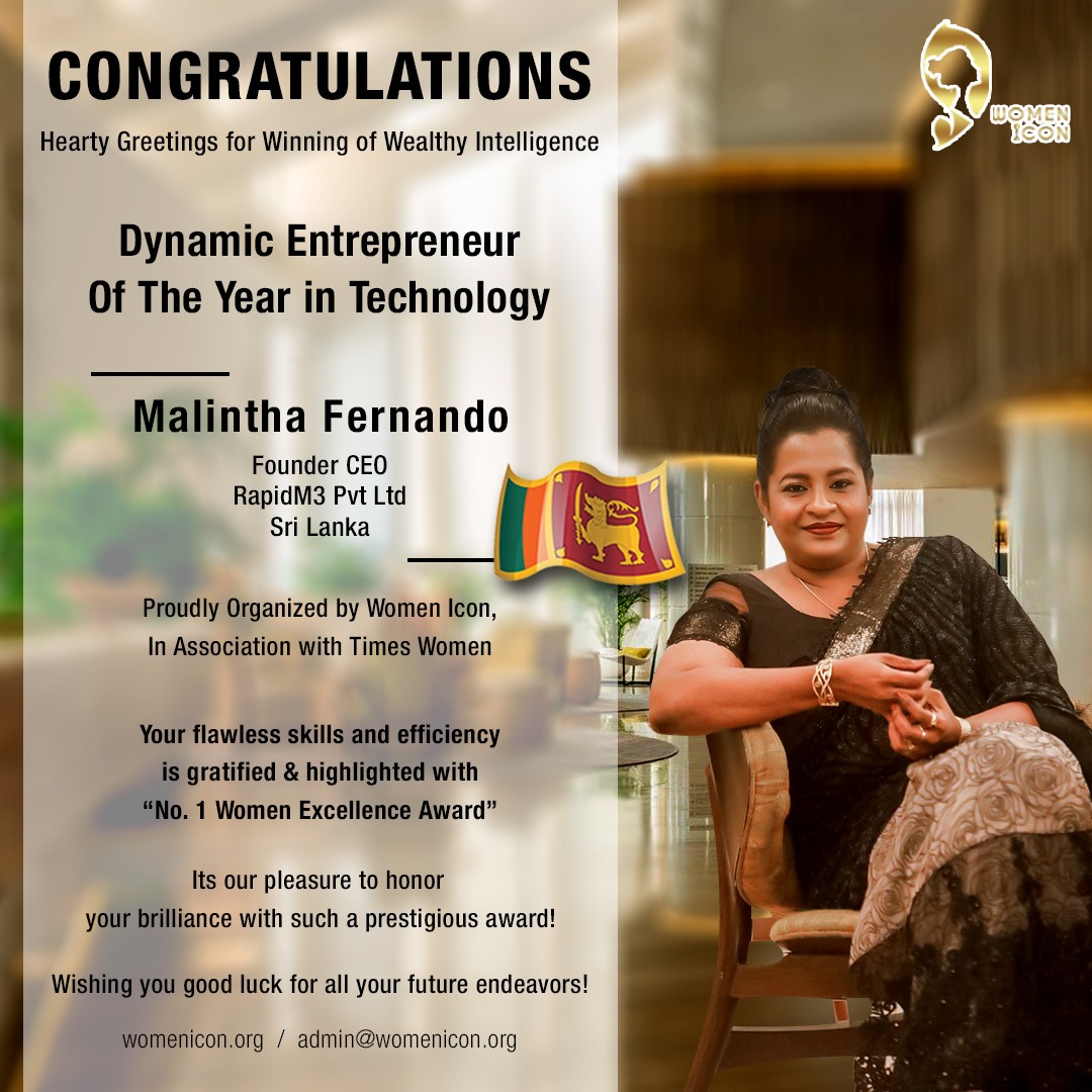 Malintha Fernando has bagged Dynamic Entrepreneur Of The Year in Technology