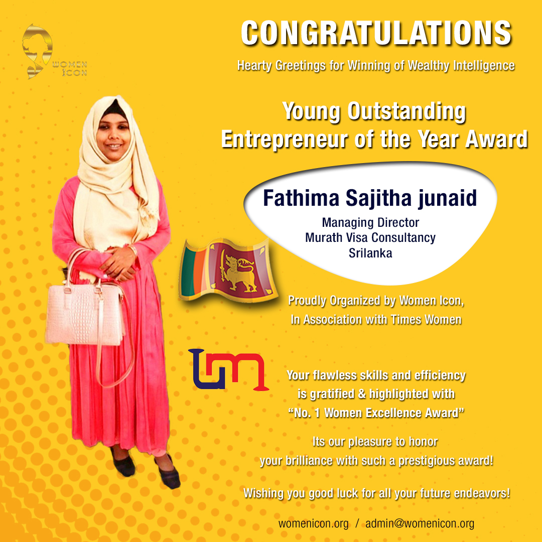 Fathima Sajitha junaid has bagged Young Outstanding Entrepreneur of the Year Award