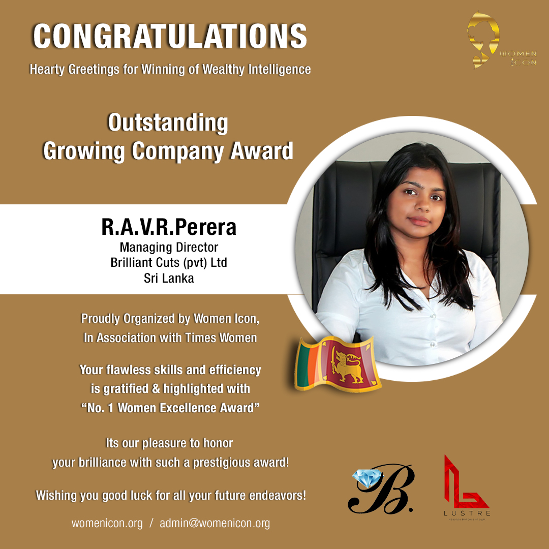 R.A.V.R.Perera has bagged Women Outstanding Growing Company Award