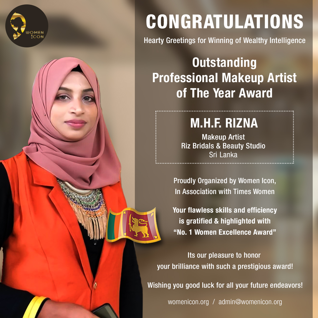 M.H.F.RIZNA has bagged Outstanding Professional Makeup Artist of The Year