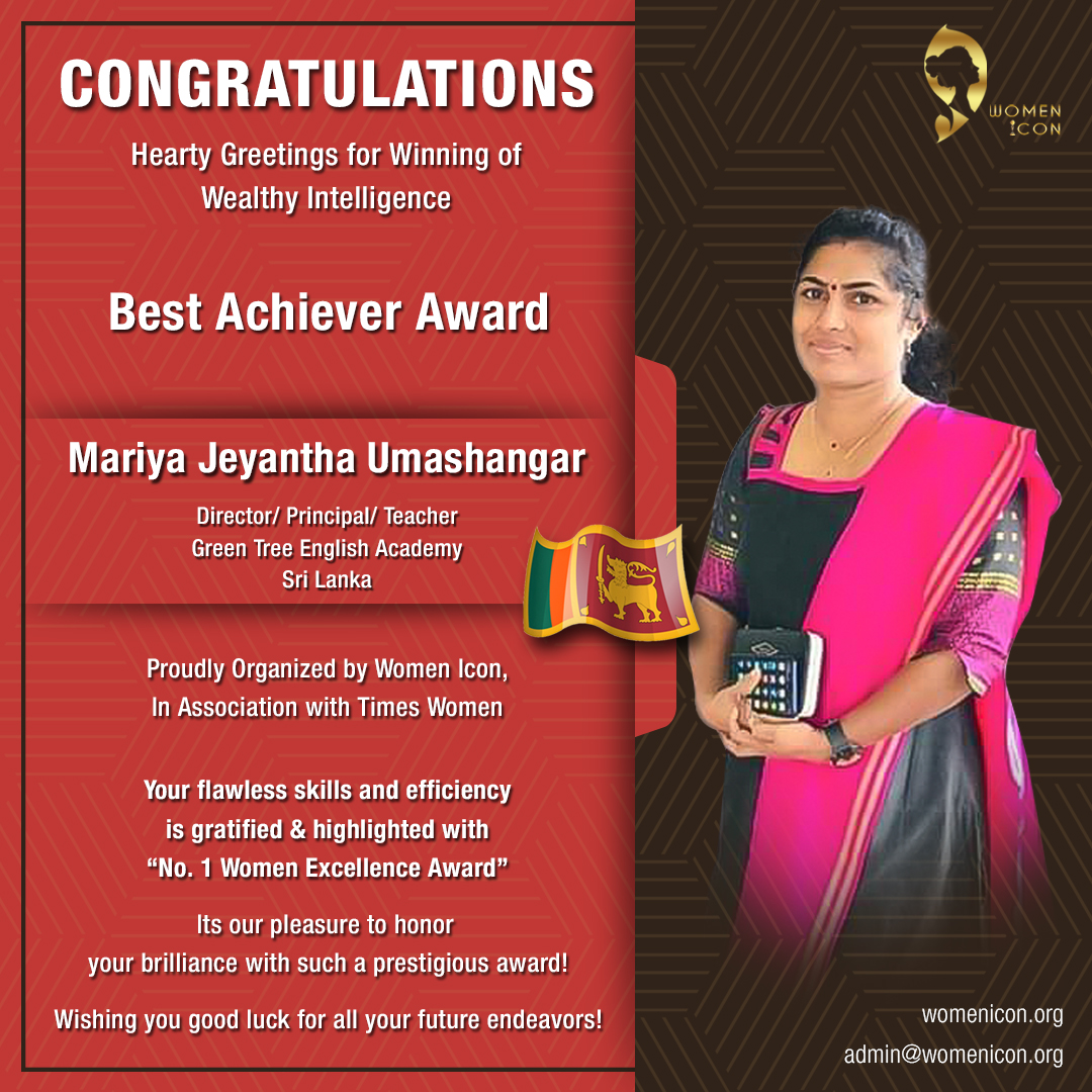 Mariya Jeyantha Umashangar has bagged Best Achiever Award